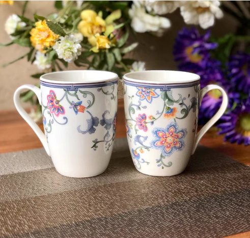 Blue Flower Coffee Mug set of 2 – Porcelain & More
