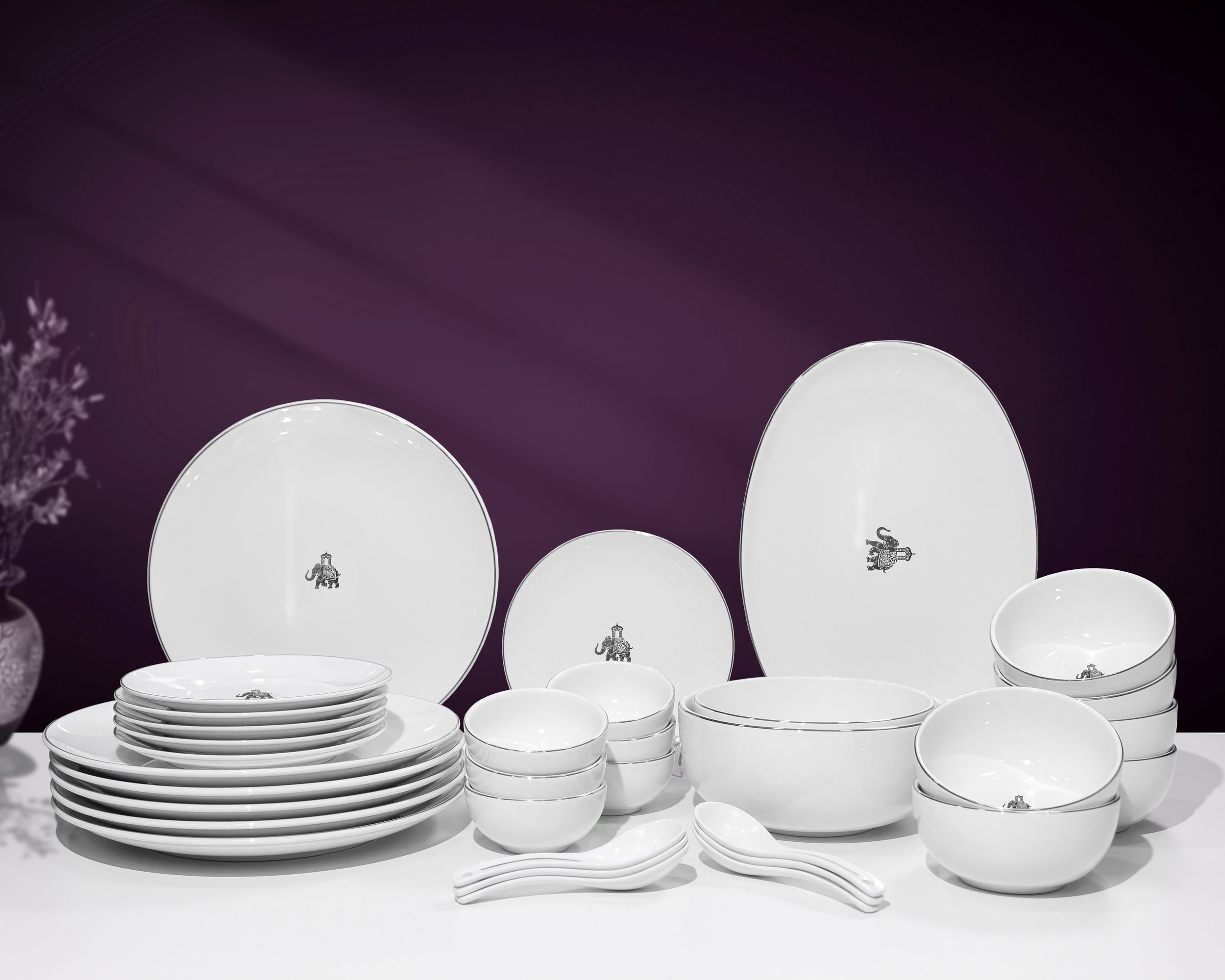 Platinum Gaj Motif - 33 pcs dinner set – Porcelain & More